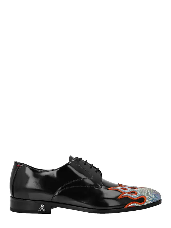 Philipp Plein Flame-embellished Derby Shoes - Black