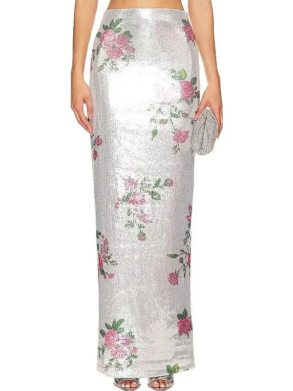 CAMILA COELHO Pia Maxi Skirt - Metallic Silver