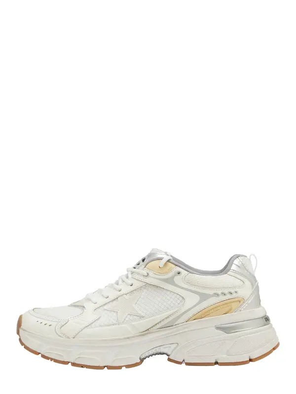 Golden Goose Lightstar Leather And Suede Sneakers - White/gold