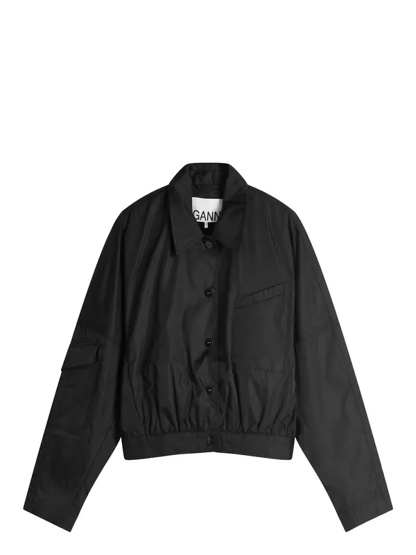 GANNI Duchesse Nylon Short Jacket - Black