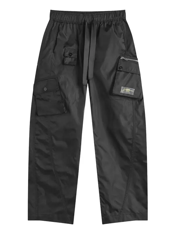GANNI Duchesse Nylon Cargo Pants - Black