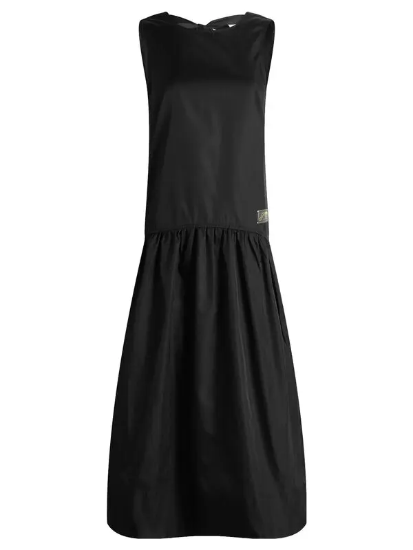 GANNI Duchesse Nylon Midi Dress - Black