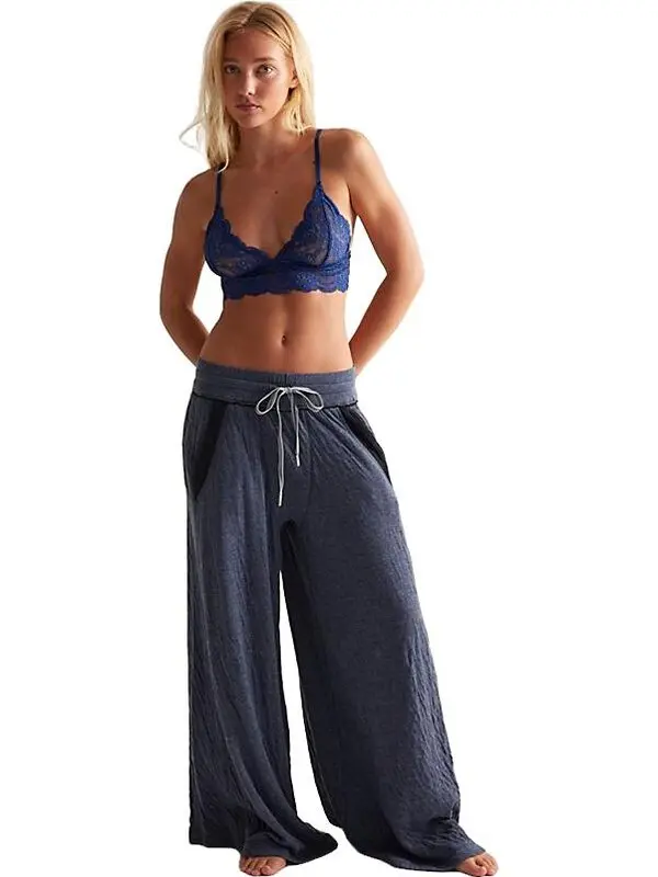 Free People Wide-leg Lounge Pants - Navy Heather Combo
