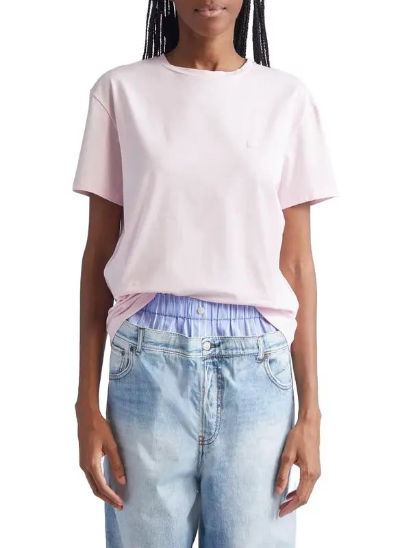 Acne Studios Eram U Face Patch T-shirt - Blossom Pink