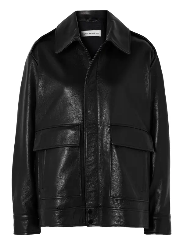 Nour Hammour Drey Leather Biker Jacket - Black