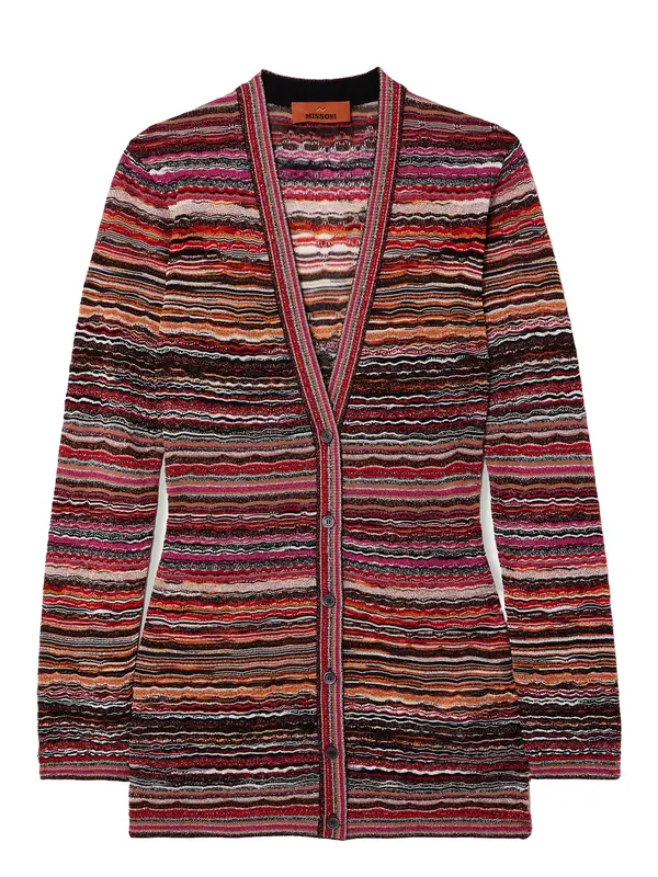 Missoni Striped Metallic Crochet-knit Cardigan - Multi