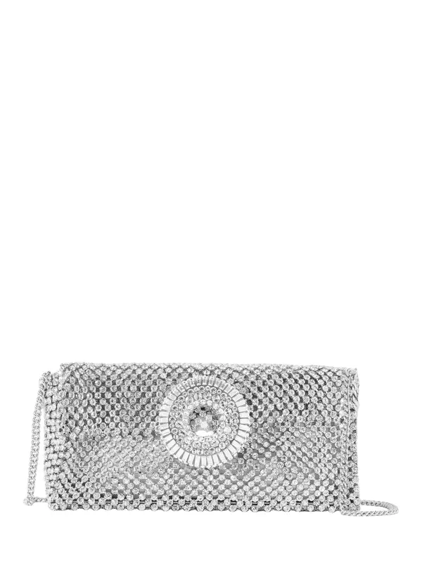 AQUAZZURA Hoop Crystal-embellished Shoulder Bag - Silver