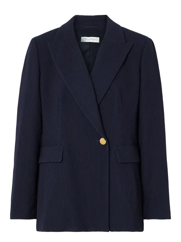 Max Mara Pagano Ribbed Wool-blend Blazer - Blue