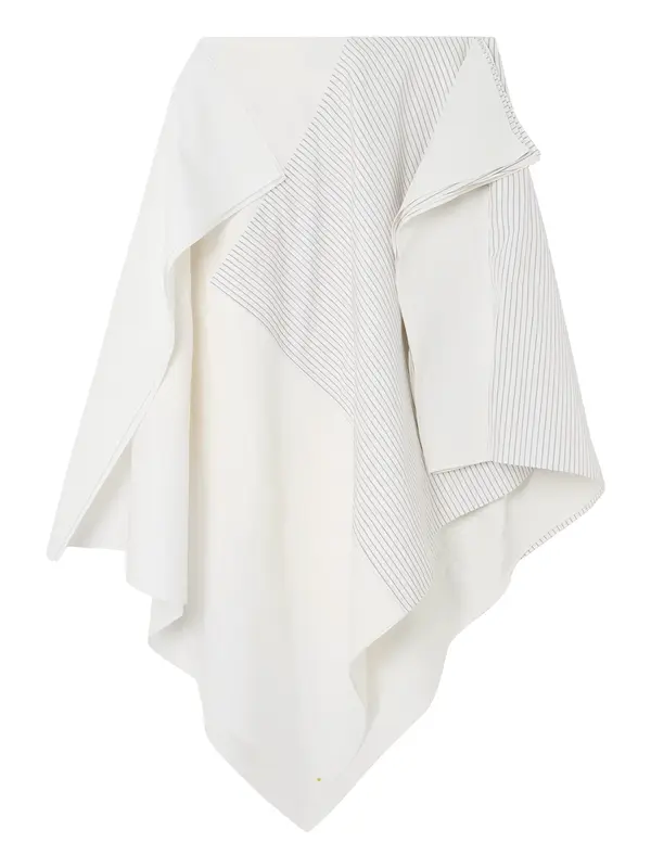 JW Anderson Asymmetric Striped Patchwork Midi Skirt - White