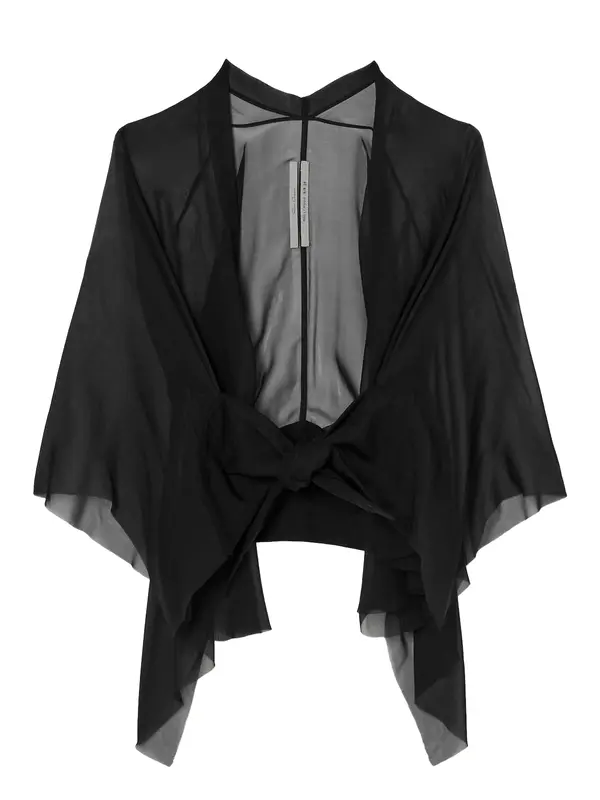 Rick Owens Asymmetric Silk-chiffon Wrap Jacket - Black