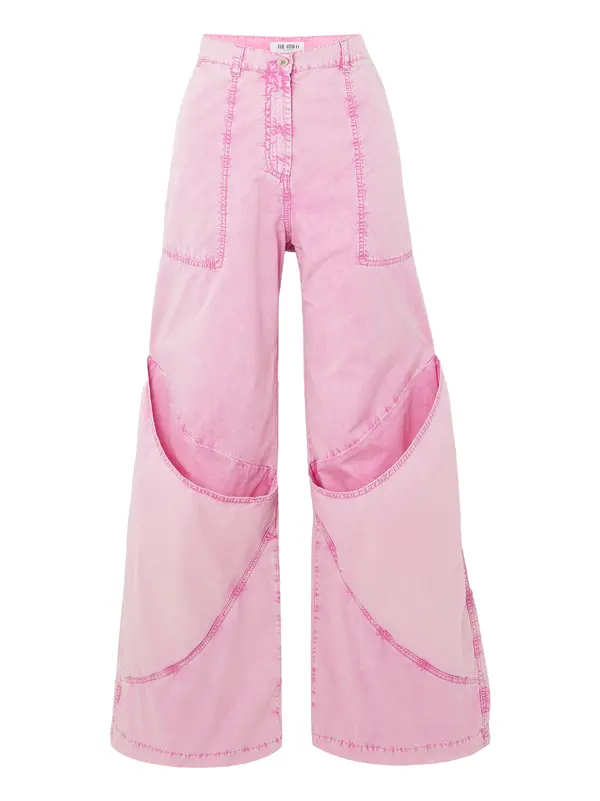 Attico Paneled Low-rise Wide-leg Jeans - Pink