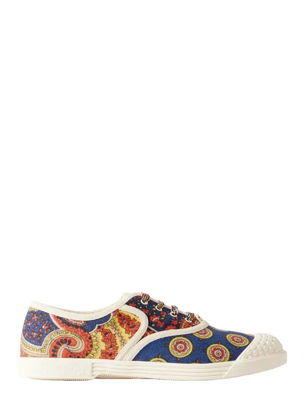 Valentino Garavani Bay Bay Printed Twill Sneakers - Blue
