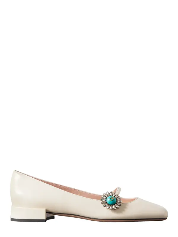 Valentino Garavani Ballerina 20 Embellished Leather Flats - Ivory