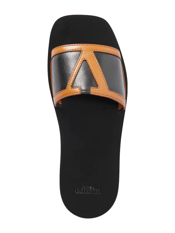 Valentino Garavani Viva Superstar Appliquéd Leather Slides - Black