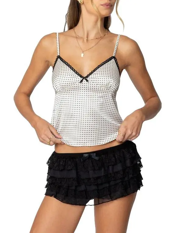 EDIKTED Polka Dot Satin Camisole - Cream