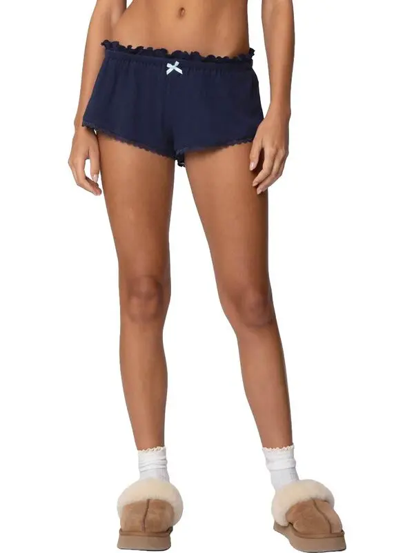 EDIKTED Dream Waffle Knit Shorts - Navy