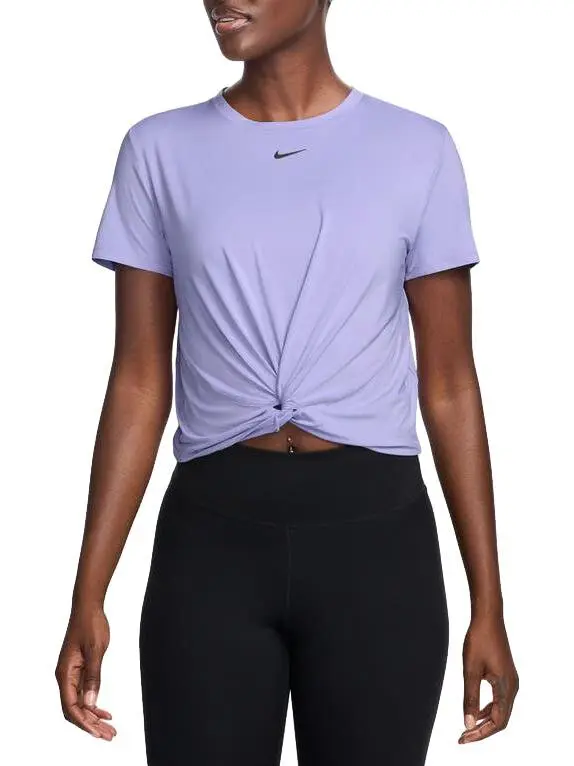 Nike Dri-fit Twist Front Top - Lilac Ice/ Black