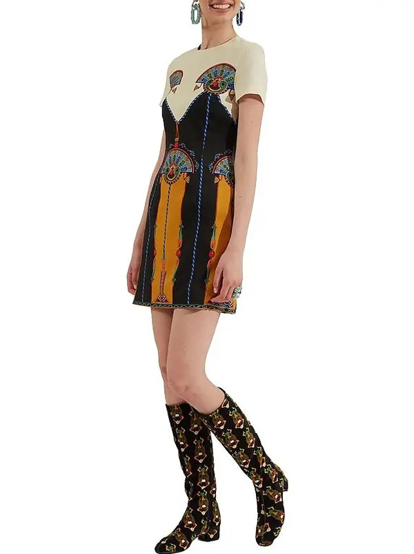 La DoubleJ Tgif Short Sleeves Dress - Aswan Placee Ivory