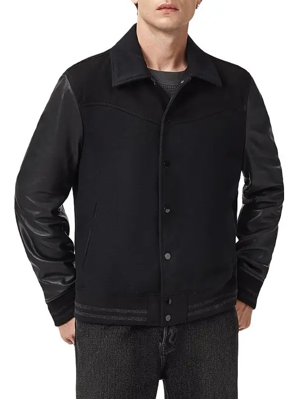 ALLSAINTS Endleton Mixed Media Western Bomber Jacket - Black