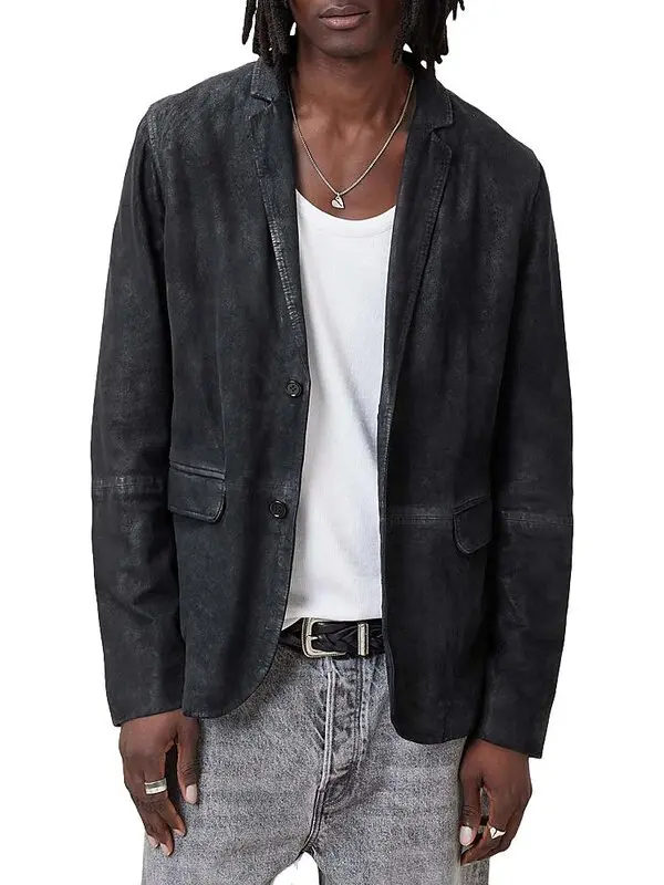 ALLSAINTS Monet Waxed Suede Regular Fit Blazer - Blue