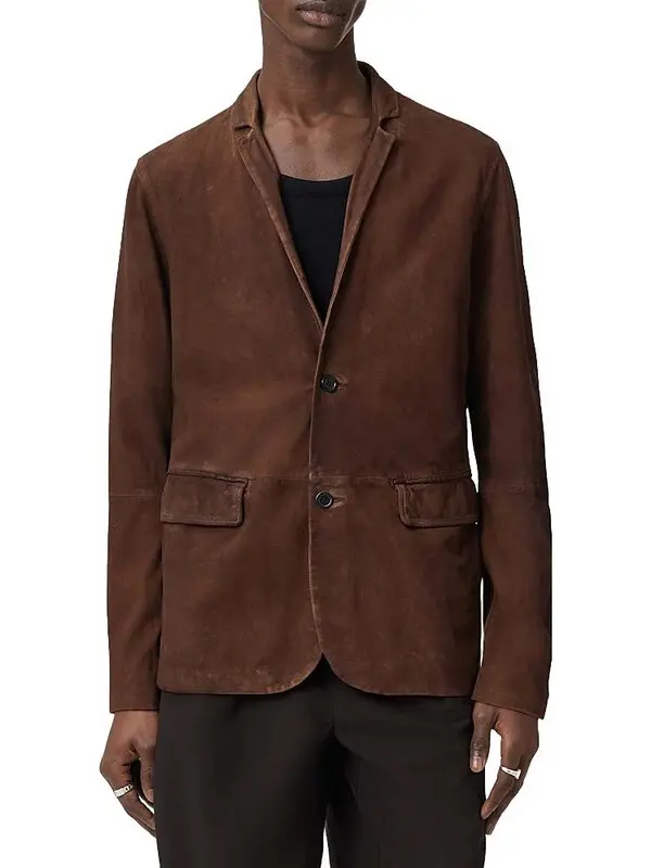 ALLSAINTS Monet Waxed Suede Regular Fit Blazer - Cider Brown
