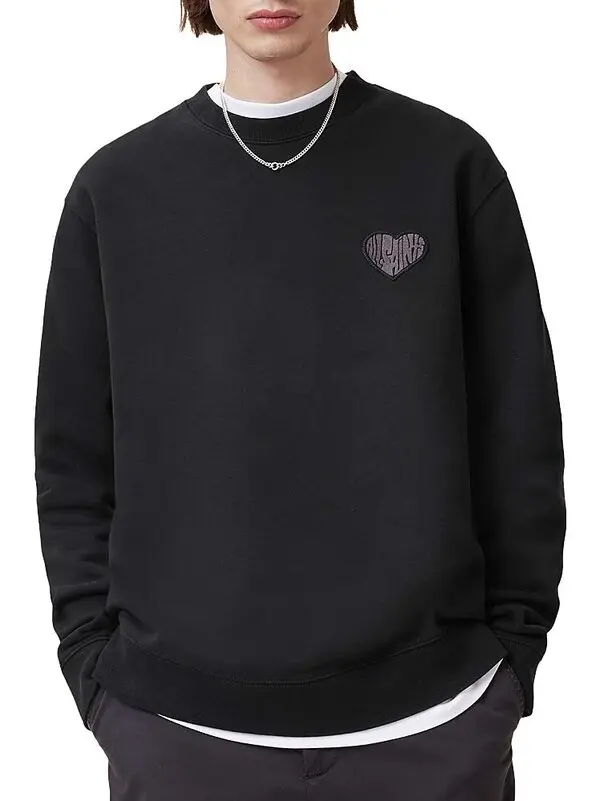 ALLSAINTS Lover Heart Patch Relaxed Fit Sweatshirt - Washed Black