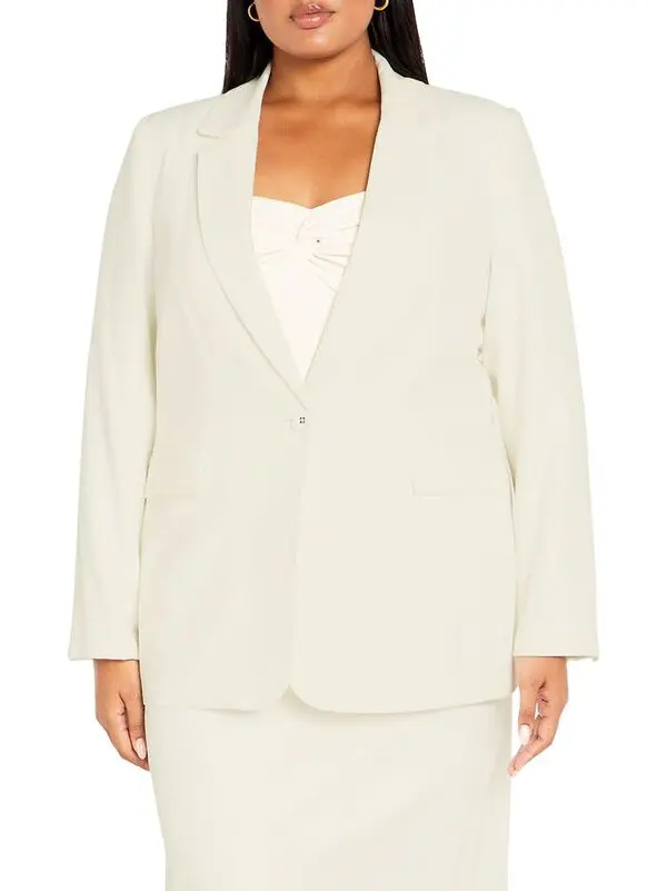 City Chic Clea One-button Blazer - Vanilla