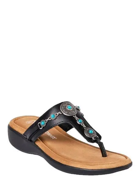 Minnetonka Brecca Flip Flop - Black Turquioise