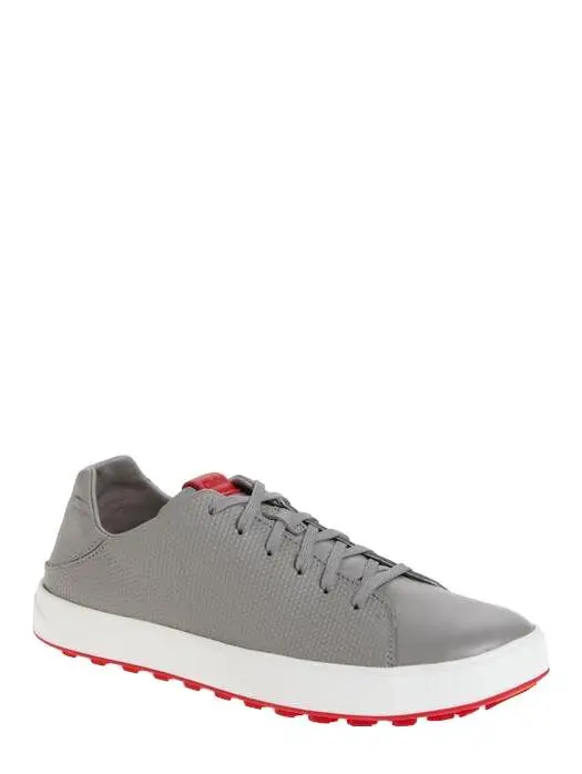 Olukai Wai'alae Waterproof Leather Golf Shoe - Ash / Red Lava