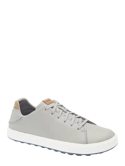 Olukai Wai'alae Waterproof Leather Golf Shoe - Grey Fog/tan