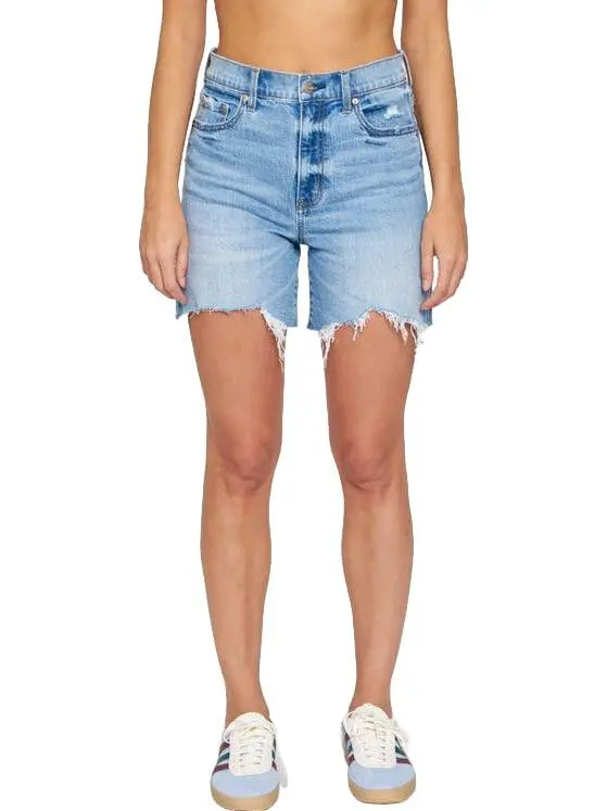 DAZE Sun High-waist Cutoff Denim Shorts - Marina Distressed