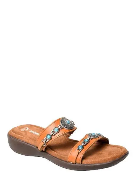 Minnetonka Brenn Slide Sandal - Cognac