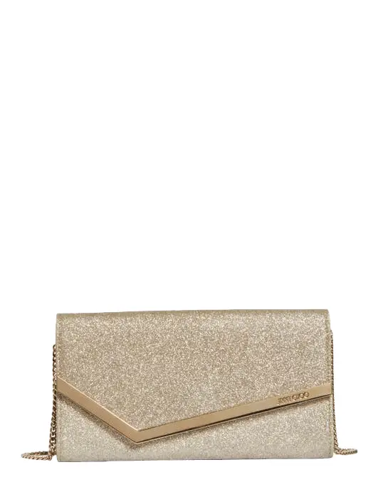 JIMMY CHOO Emmie Glitter Clutch - Platinum Ice