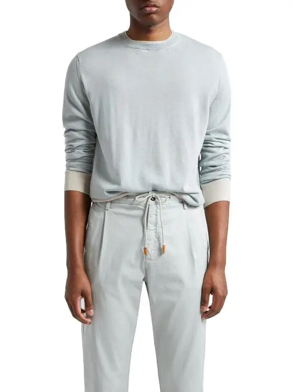 Eleventy Merino Wool And Silk Crewneck Sweater - Sage Sand
