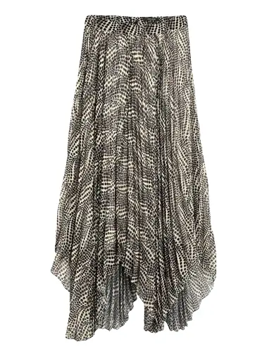 Isabel Marant Midi Pleated Animal Print Skirt - White