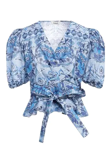 Sandro Paisley Print Wrap Top - Blue