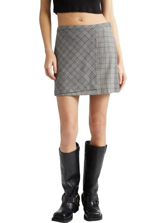GANNI Mixed Check Mini Skirt - Frost Gray