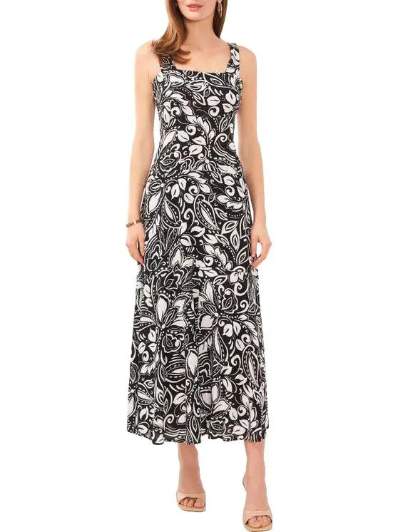 Vince Camuto Floral Tiered Maxi Dress - Rich Black