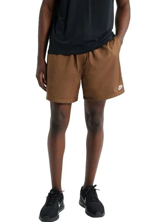 Nike Club Woven Flow Shorts - Mosswood Brown/white