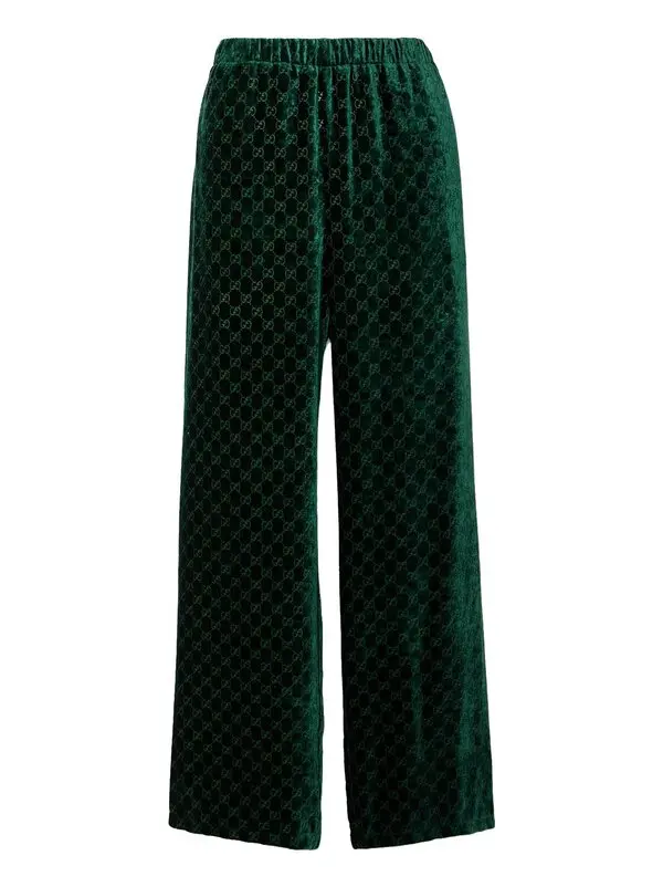 Gucci Devoré-velvet Track Pants - Green