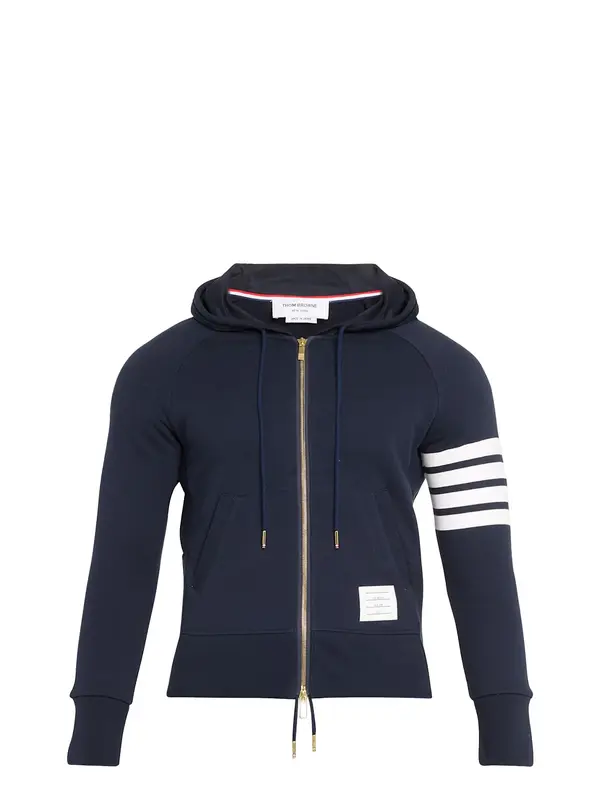 Thom Browne Four-stripe Zip Hoodie - Navy