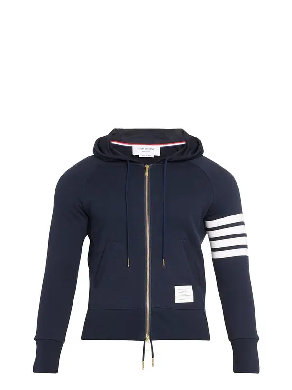 Thom Browne Four-stripe Zip Hoodie - Navy