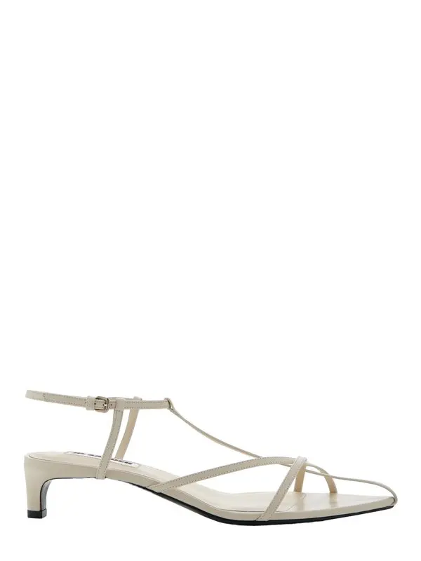 JIL SANDER Leather Mid-heel Sandals With Buckle Fastening - Ivory
