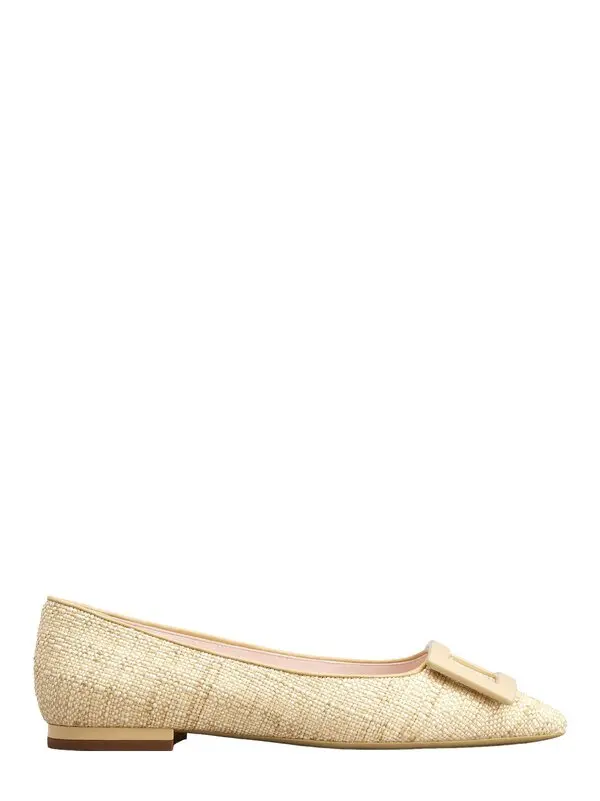 ROGER VIVIER Gommettine Woven Ballet Flats - Tan