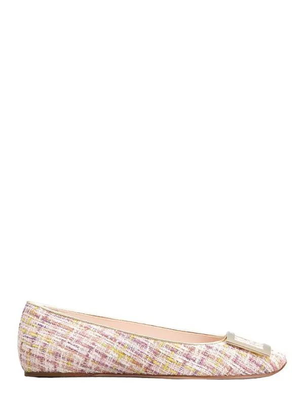 ROGER VIVIER Gommettine Tweed Piping Ballet Flats - Pink