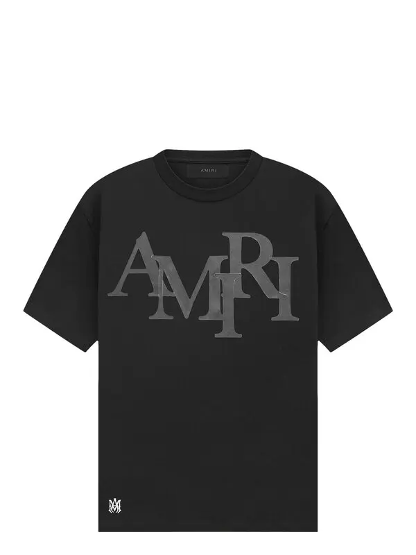 Amiri Staggered Logo Tee - Black