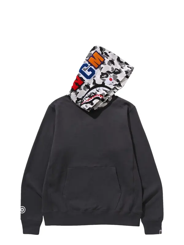 A BATHING APE Camo Shark Pullover Hoodie - Grey