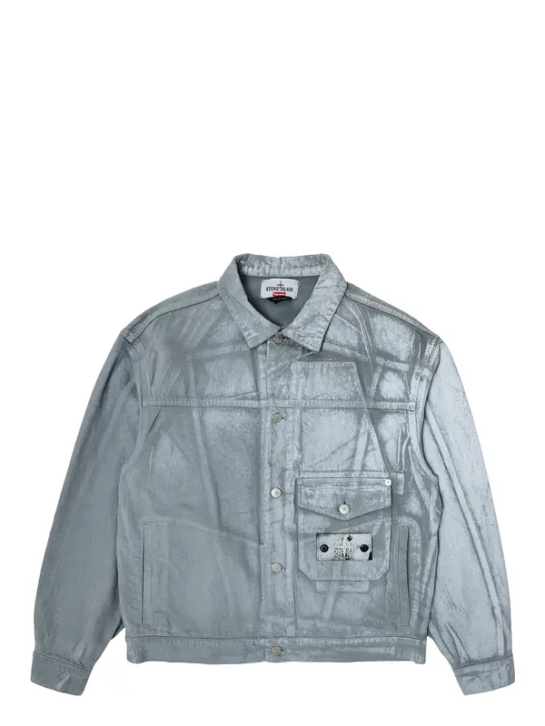 Supreme X Stone Island Denim Trucker Jacket Reflective - Silver