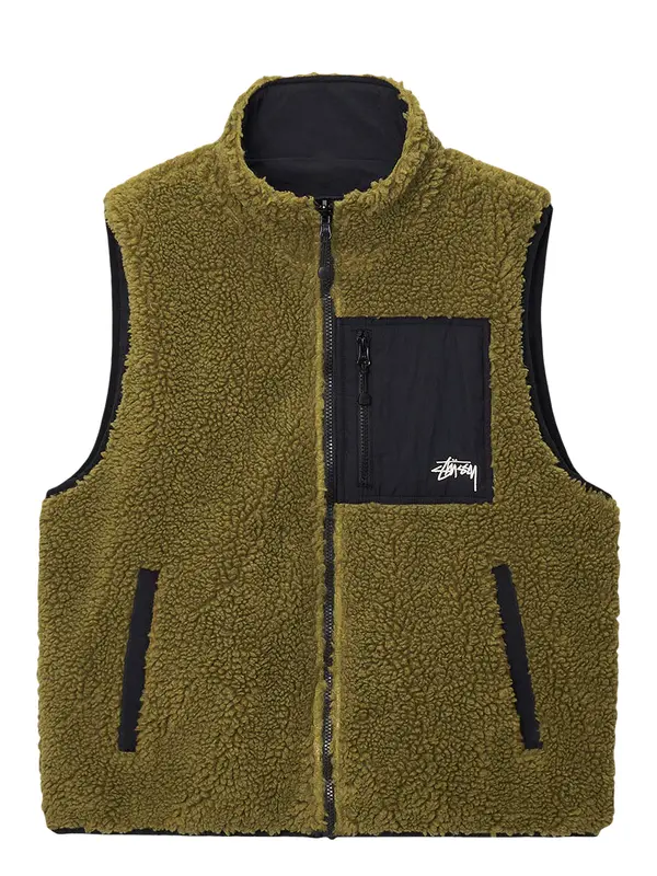 StÜssy Sherpa Reversible Vest - Green