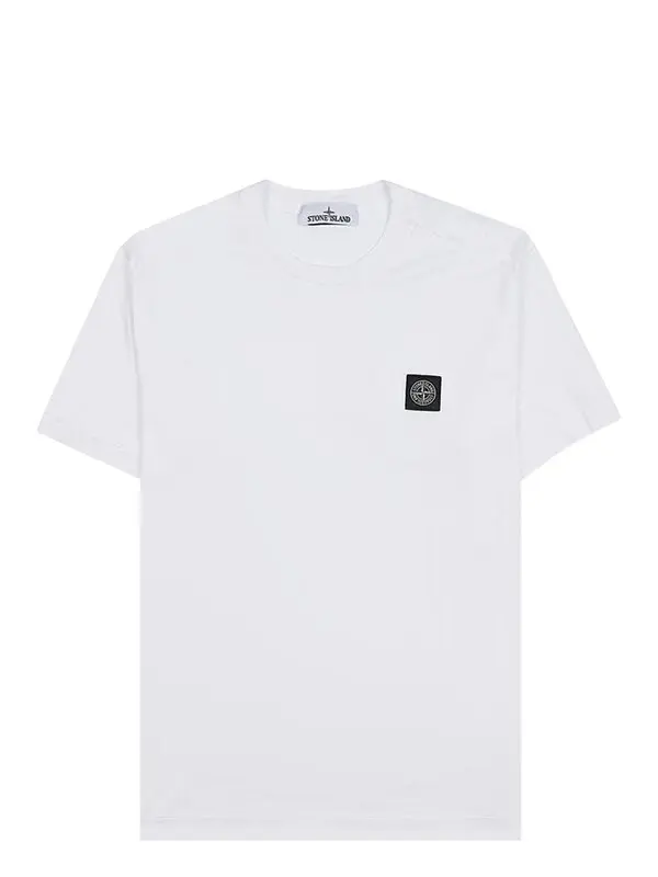 Stone Island Garment Dyed Logo T-shirt - White